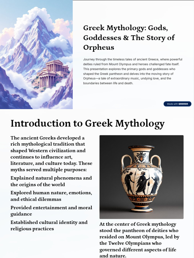 Greek Mythology Gods Goddesses and The Story of Orpheus | PDF | Twelve ...