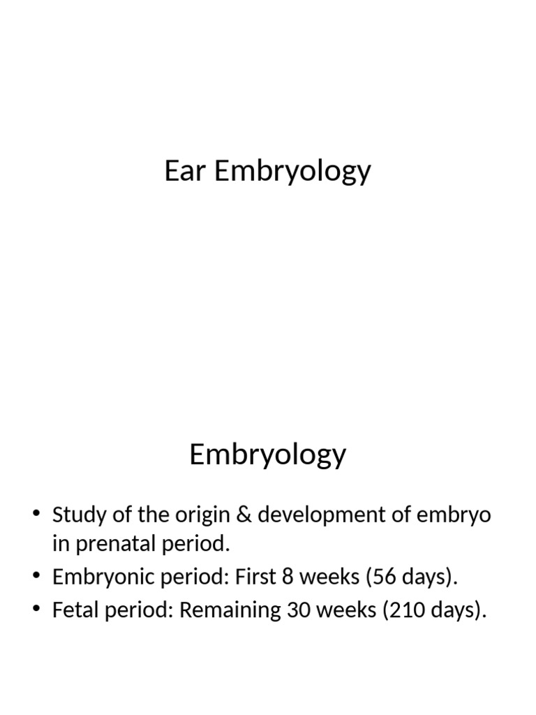 Ear Embryology: Development Stages & Conditions | PDF | Ear | Auditory ...