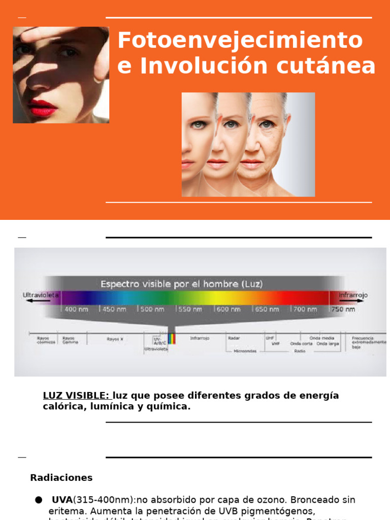 1 Fotoenvejecimiento e Involución Cutánea | PDF | Piel | Ultravioleta