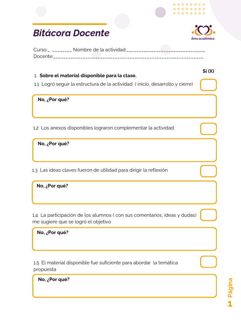Bitácora de Actividades Docentes | PDF