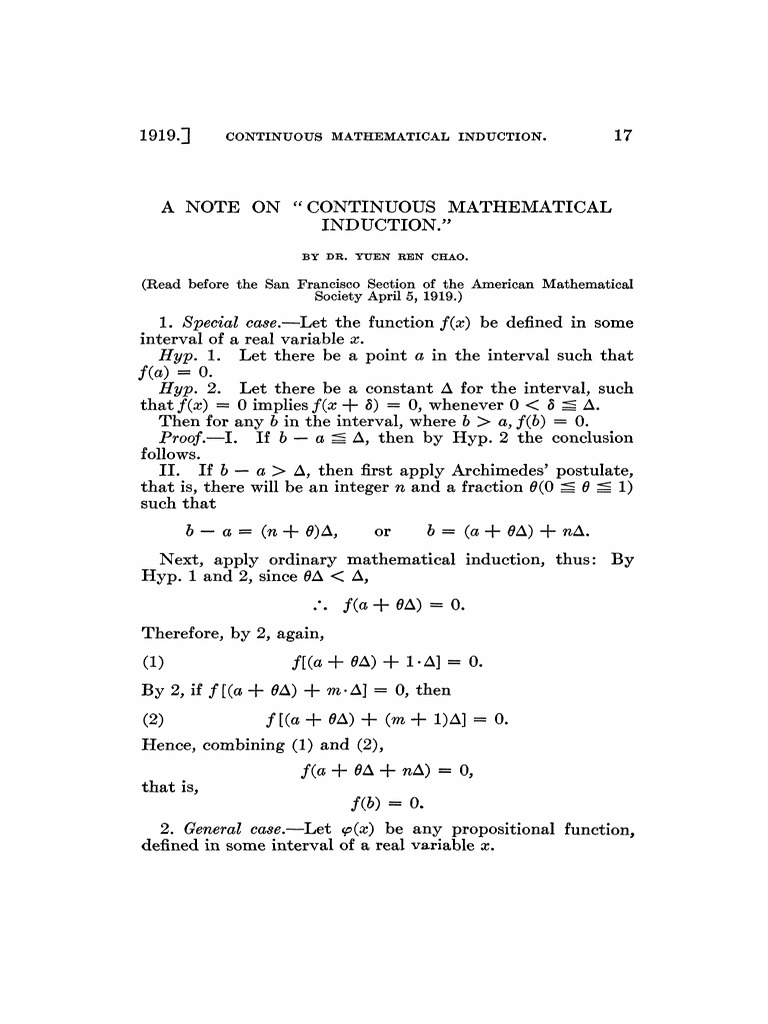 Continuous Mathematical Induction Explained | PDF | Discrete ...