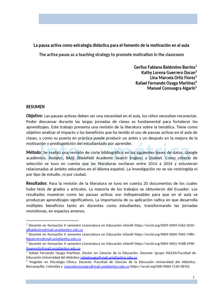 Pausa Activa y Sus Utilidad Pedagogica | PDF | Aprendizaje | Enseñando