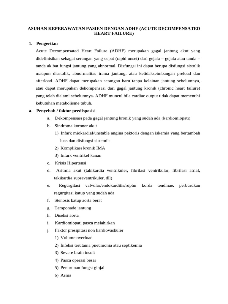 Asuhan Keperawatan ADHF: Panduan Lengkap | PDF