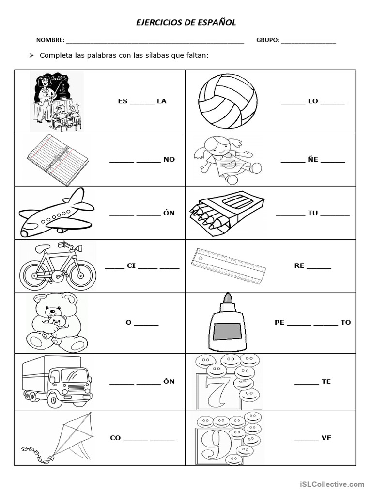 Completar Las Sílabas de Las Palabras | PDF