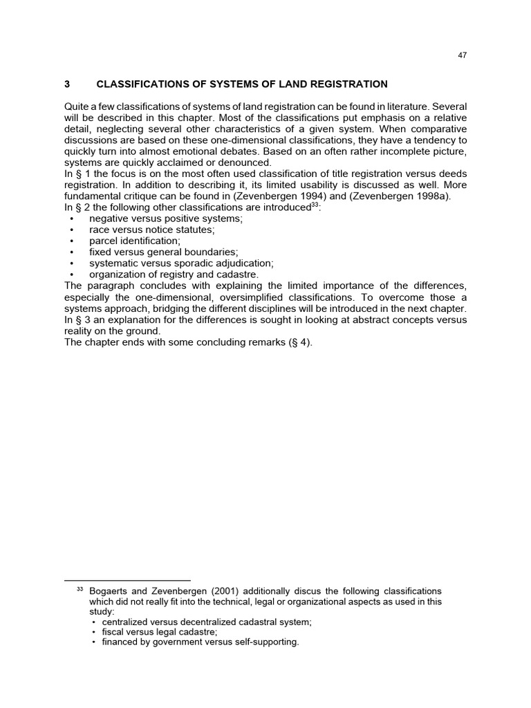 Classifications of Land Registration Systems | PDF | Deed | Law And ...