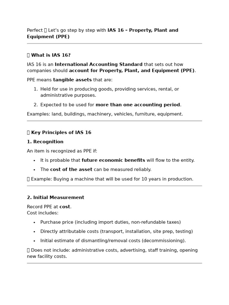 IAS 16 Overview: Property, Plant, Equipment | PDF | Depreciation ...