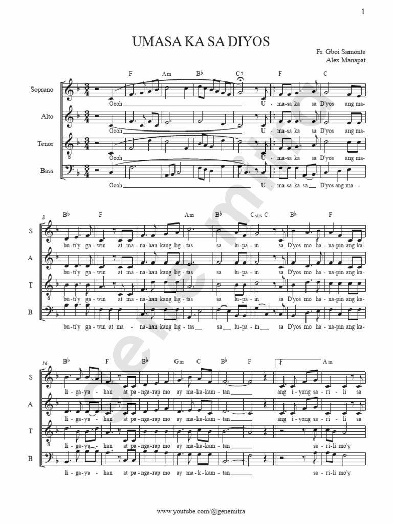 Umasa Ka Sa Diyos - Samonte-Samia III YT Music Sheet WM | PDF