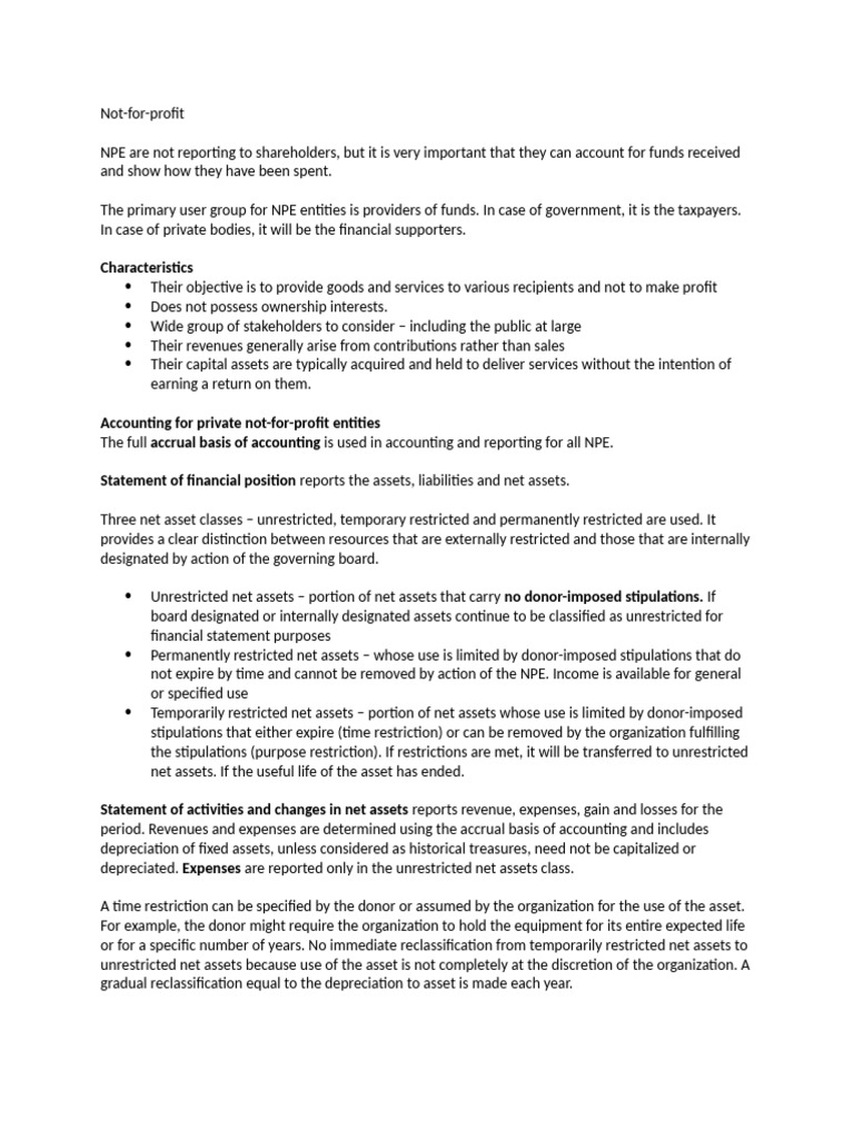 Accounting for Not-for-Profit Entities | PDF | Expense | Revenue