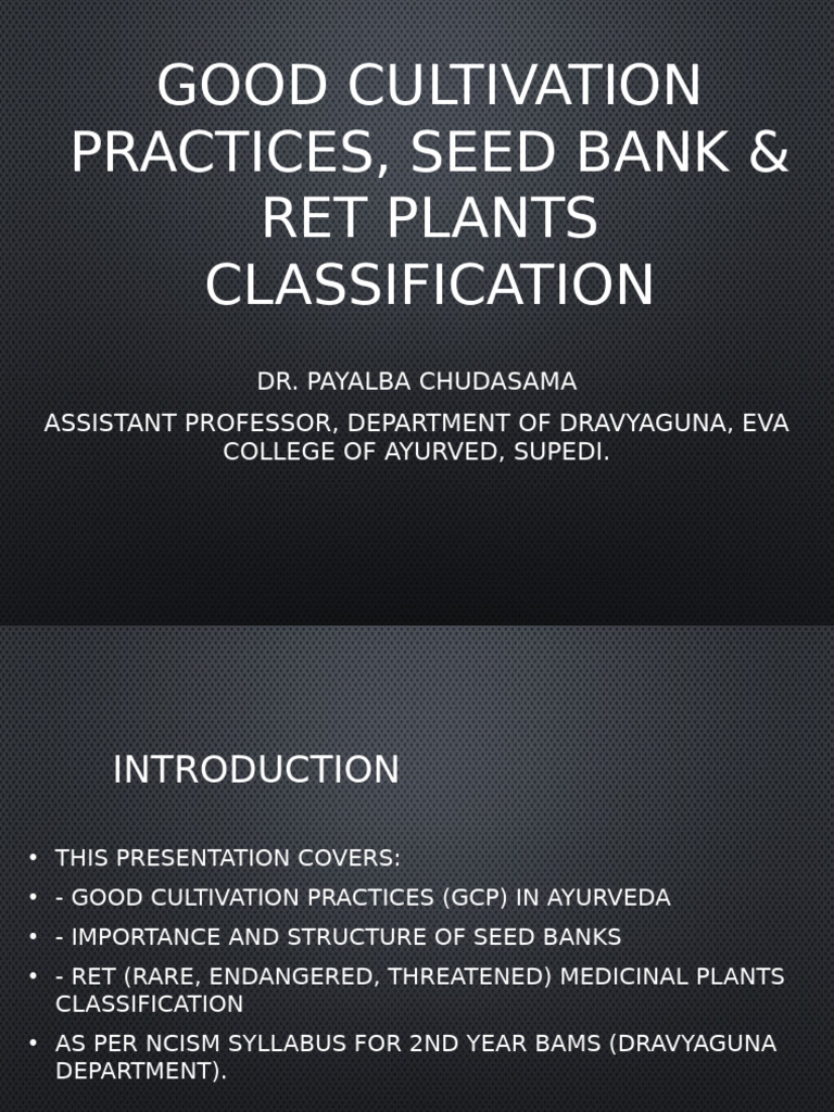 GCP SeedBank RET Plants BAMS Dravyaguna | PDF | Agriculture ...