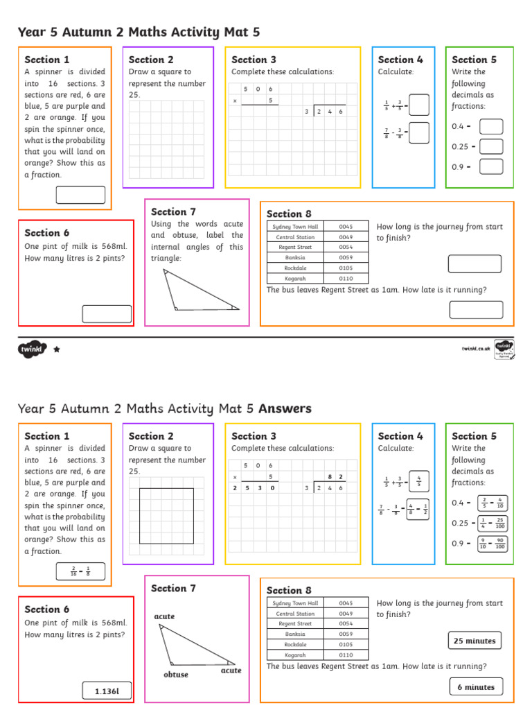 Year 5 Autumn 2 Maths Activity Mat 5 | PDF | Elementary Geometry