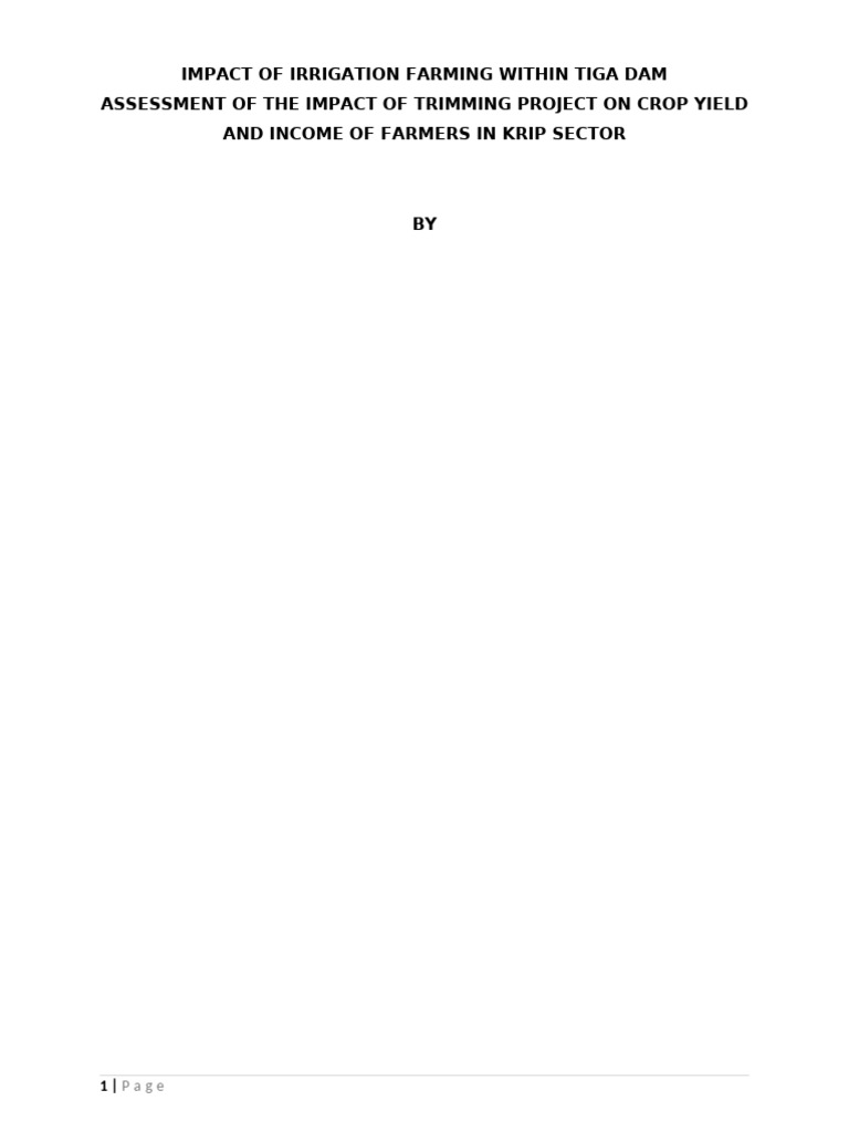 Impact of Irrigation Farming Within TIGA Dam | PDF | Agriculture ...