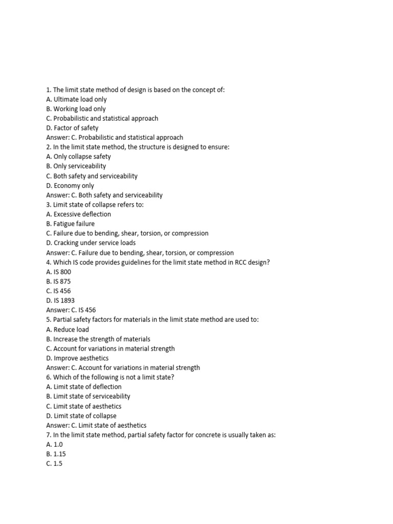 MCQ - Civil Design of RCC Structures | PDF | Stairs | Beam (Structure)