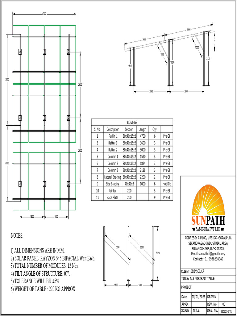 4x3 Portrait Table Design for Solar Setup | PDF | Energy Conversion ...