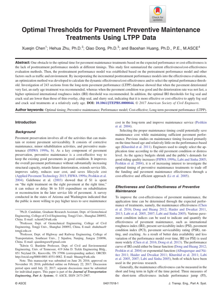 Optimal Pavement Maintenance Timing | PDF | Road Surface | Road ...