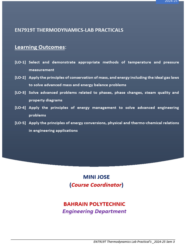Lab Practicals-Thermodynamics | PDF | Pressure | Force