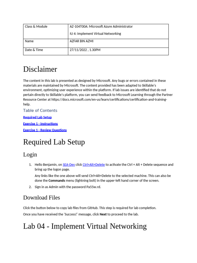 IU 04 - Implement Virtual Networking | PDF | Domain Name System | Computer Network