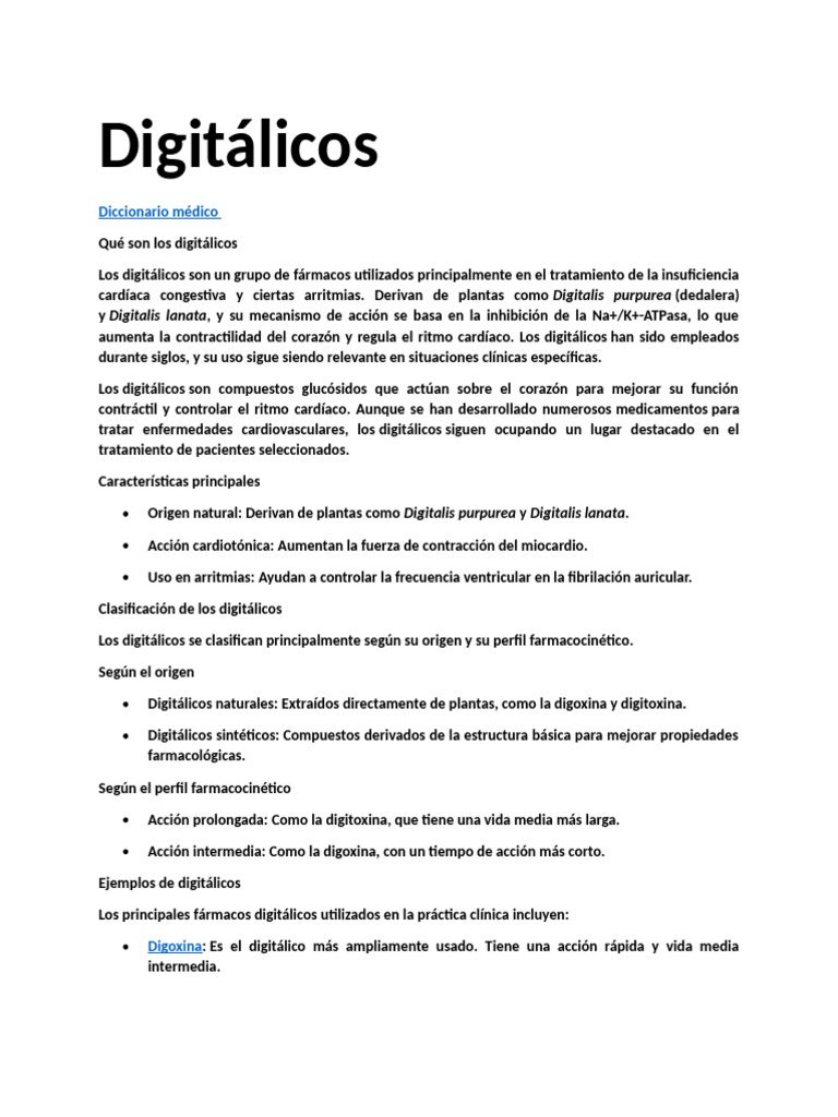 Digitálicos | PDF | Medicina Interna | Drogas