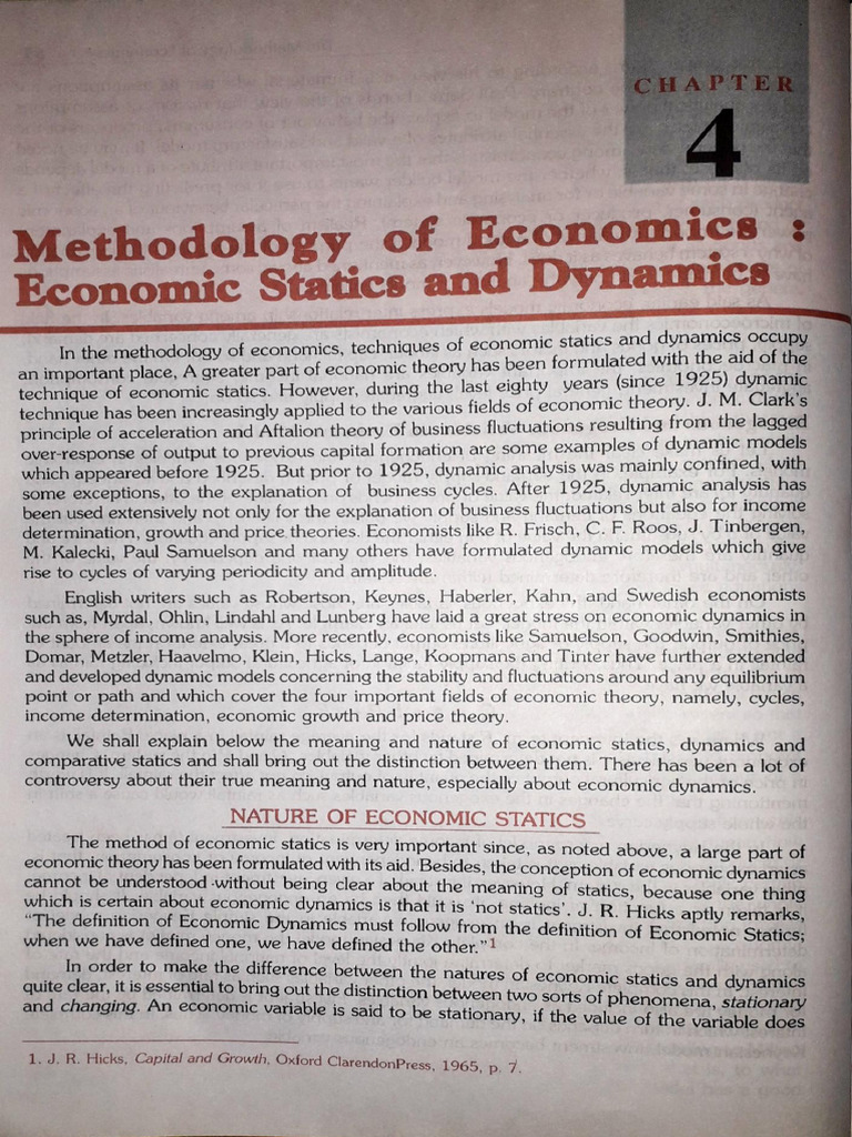 Methodology of Economics - Economic Statics and Dynamics | PDF