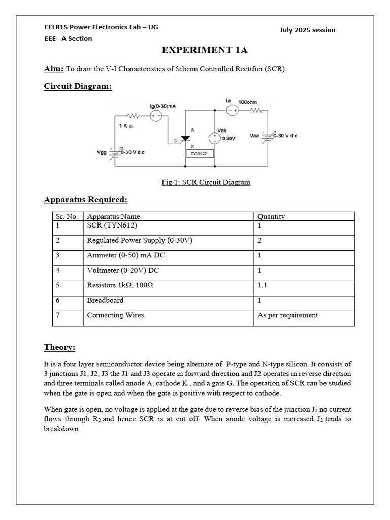 SCR and IGBT Characteristics Lab Guide | PDF | Rectifier | Power ...