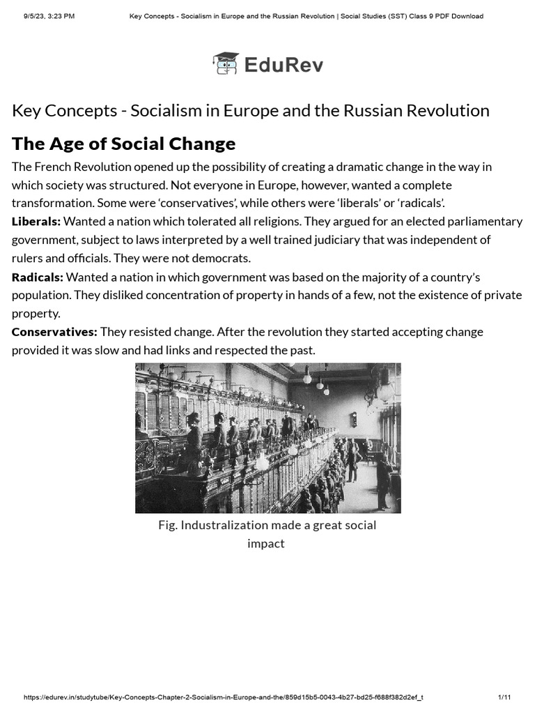 Key Concepts - Socialism in Europe and The Russian Revolution - Social ...