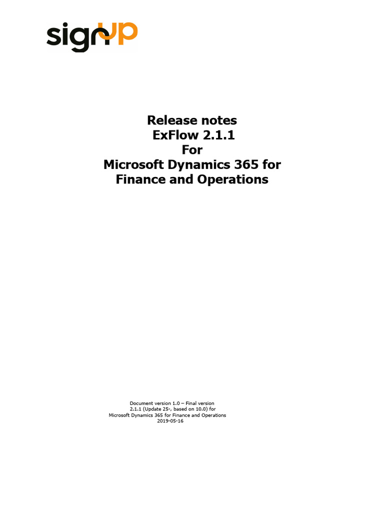 ExFlow 2 1 1 For Dynamics 365 For Operations - Release Notes | PDF ...