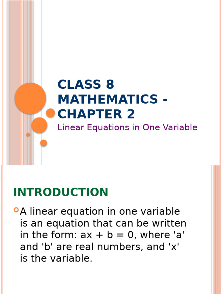 Class 8 Linear Equations Overview | PDF