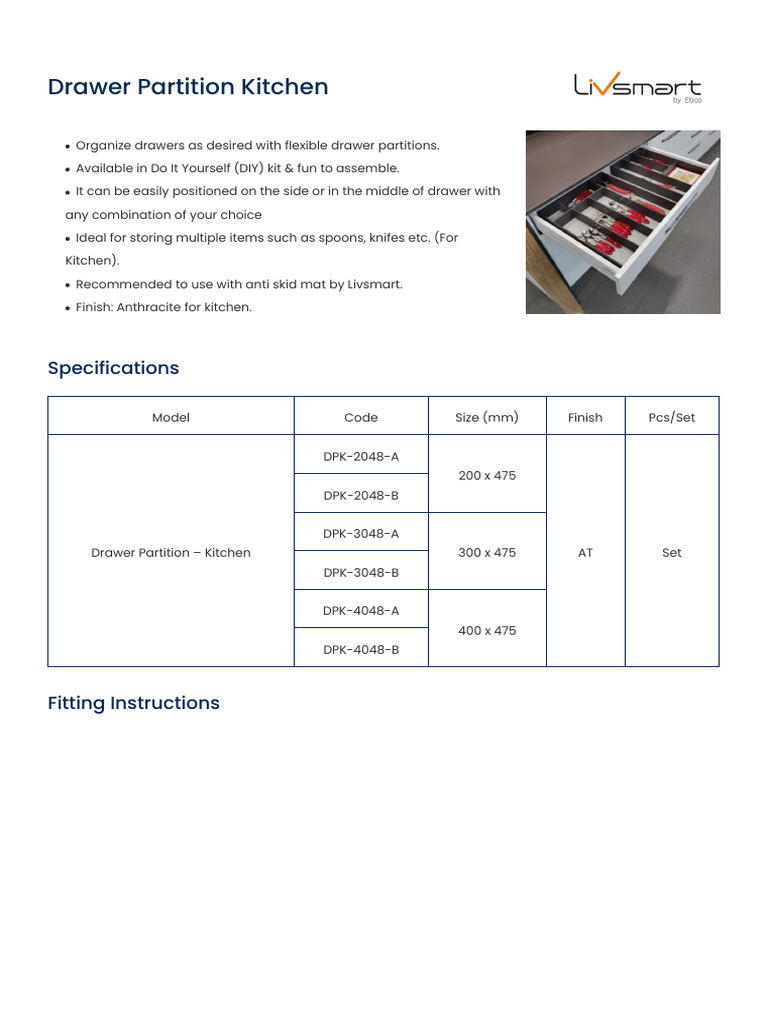 Drawer Partition Kitchen | PDF