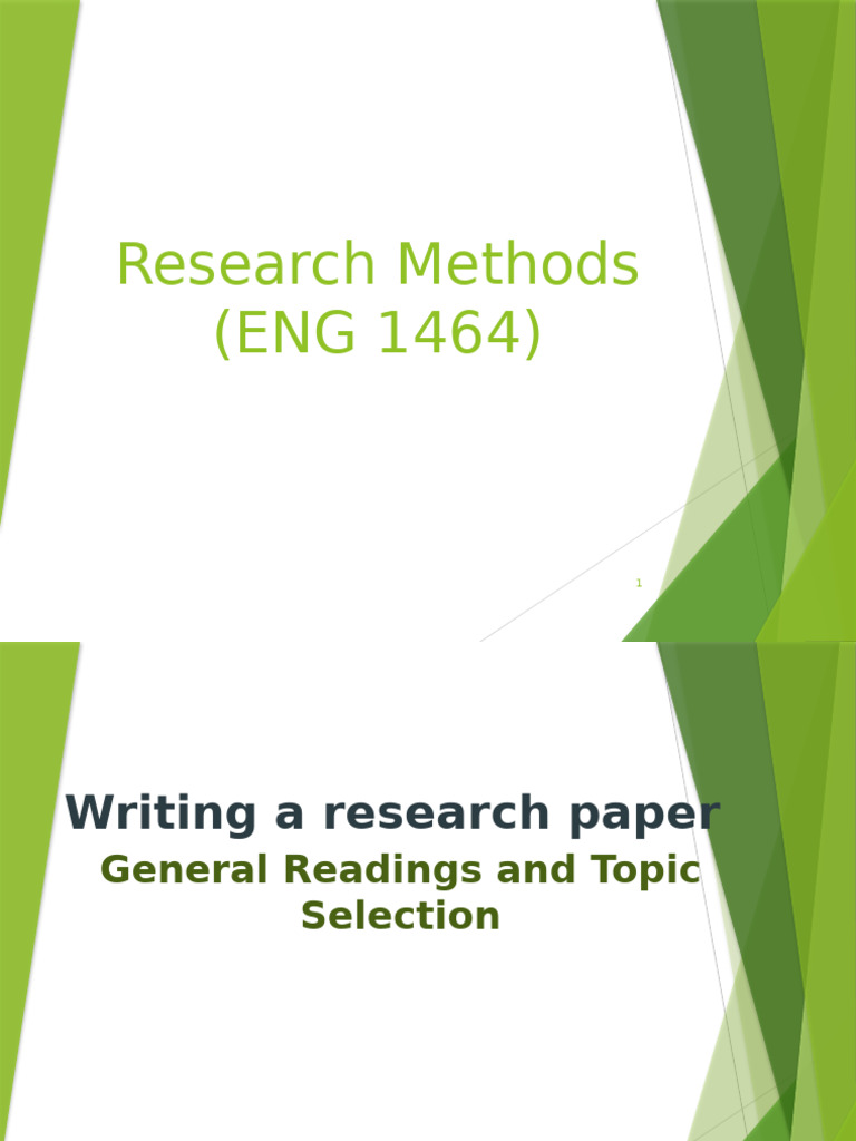 Lecture NO.1 Writing A Basic Research Paper - General Readings & Topic ...