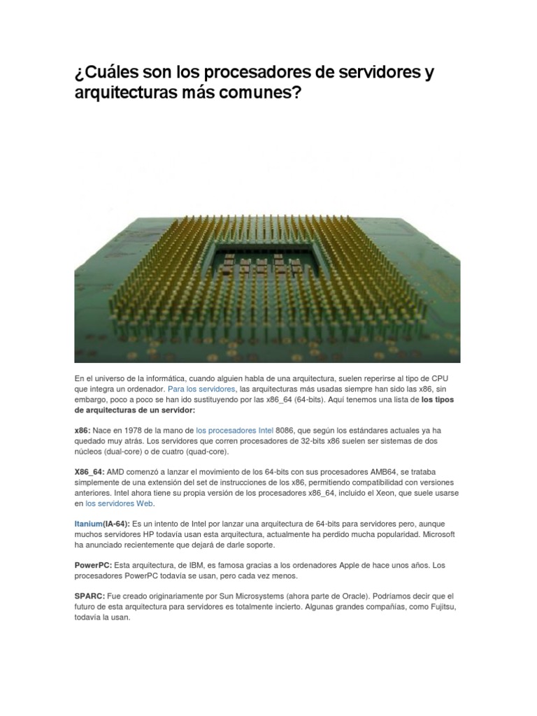 Cuáles Son Los Procesadores de Servidores y Arquitecturas Más Comunes ...