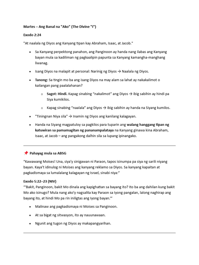Tuesday Lesson Study Notes Tagalog | PDF