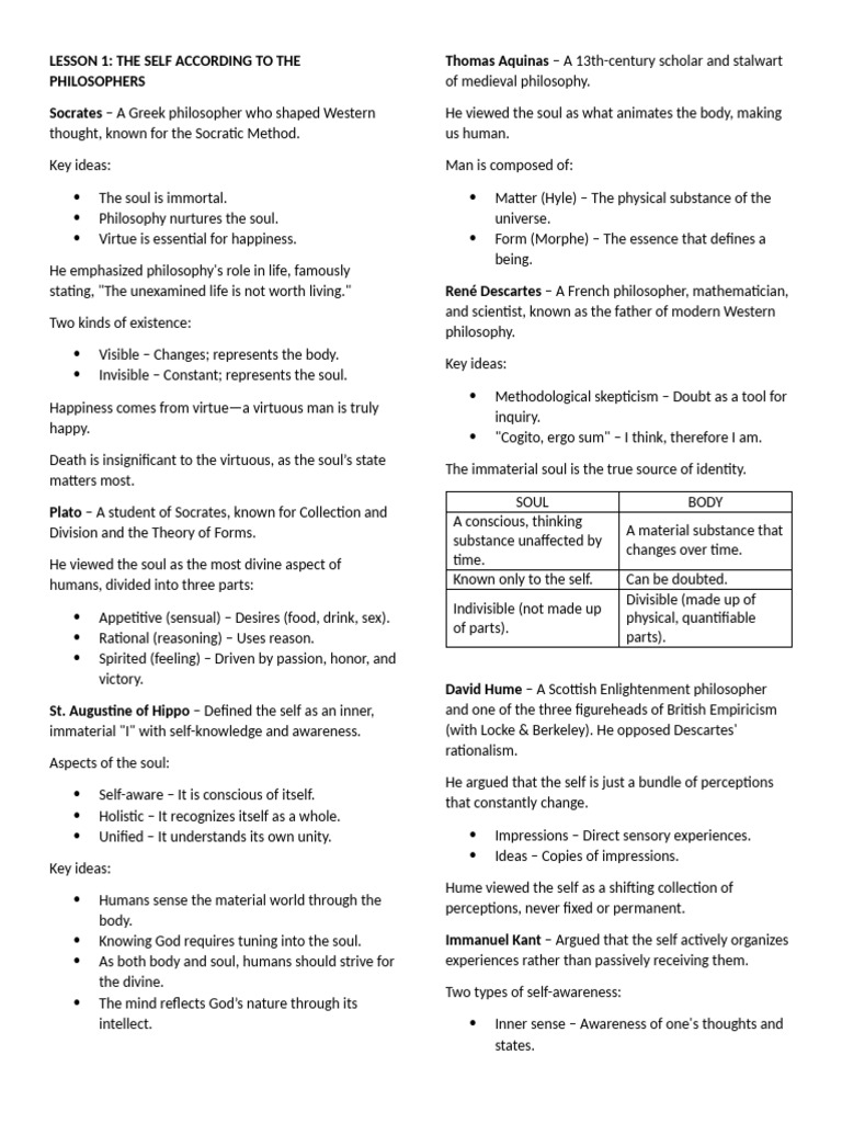 Lesson 1 4 Outline g4 | PDF | Philosophy Of Self | Soul