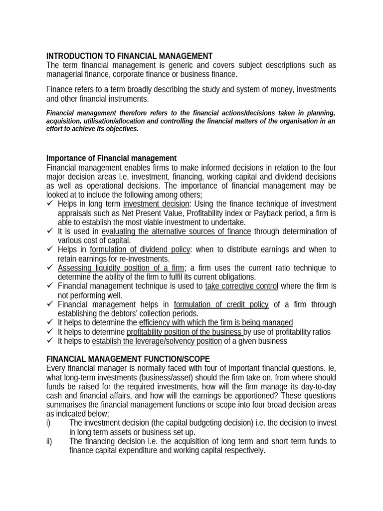 Introduction To Financial Management (1) - 1 | PDF | Present Value ...