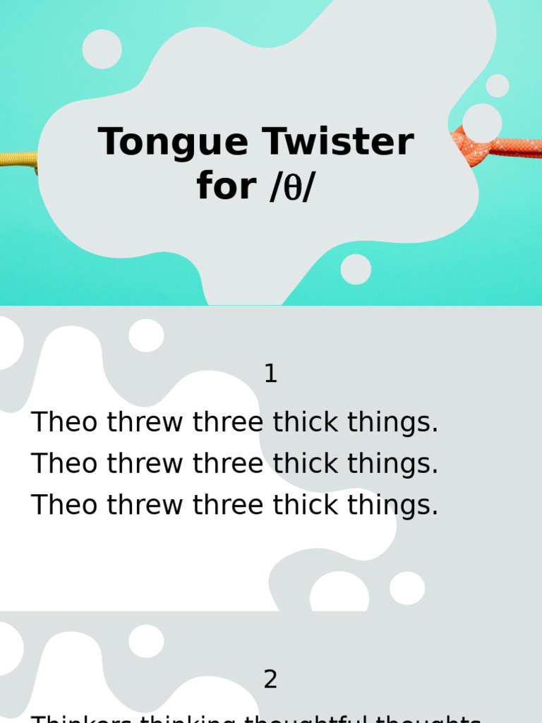 Tongue Twister For Voiceless TH Sounds | PDF