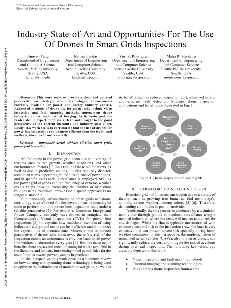 Industry State-Of-Art and Opportunities For The Use of Drones in Smart ...