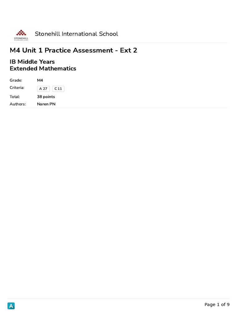 M4 Unit 1 Practice Assessment - Ext 2 (DVKHNF) | PDF | Rectangle | Elementary Mathematics