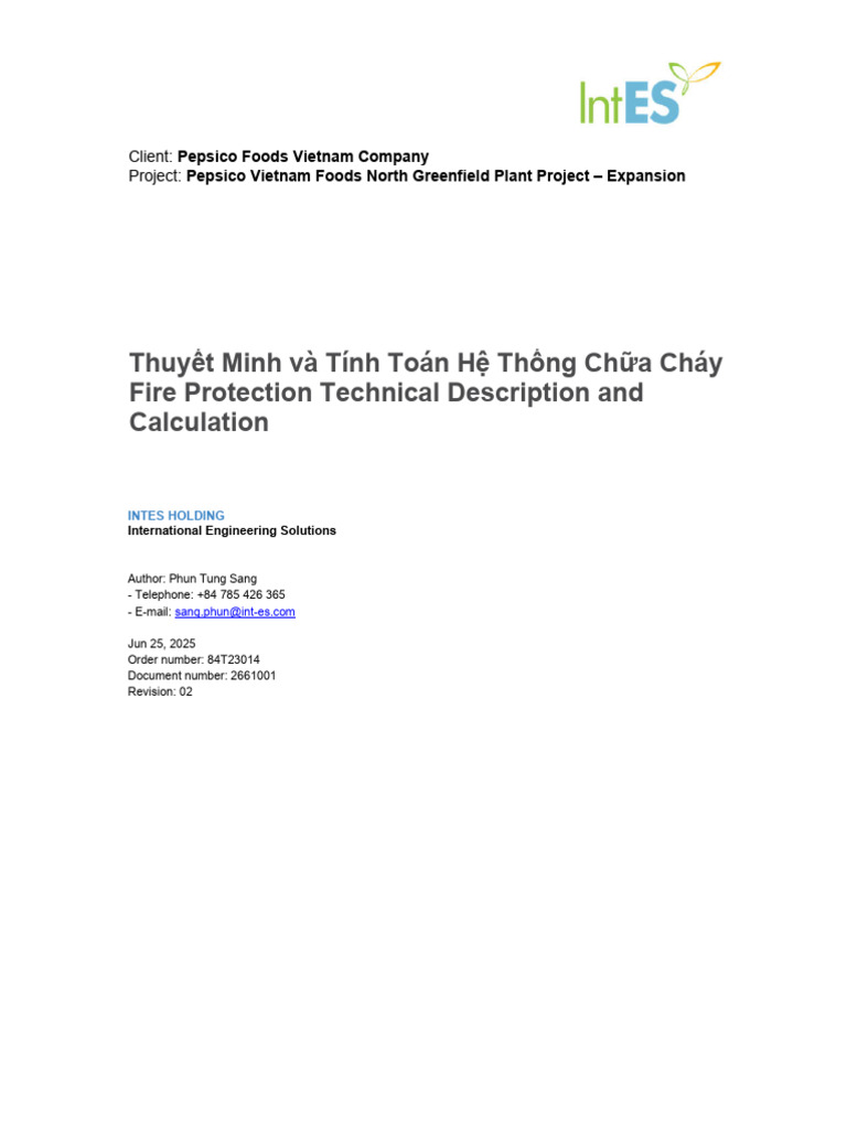 Fire Protection Technical Description and Calculation | PDF