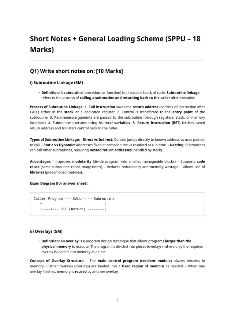 Subroutine Linkage and Loading Schemes | PDF | Software Engineering ...