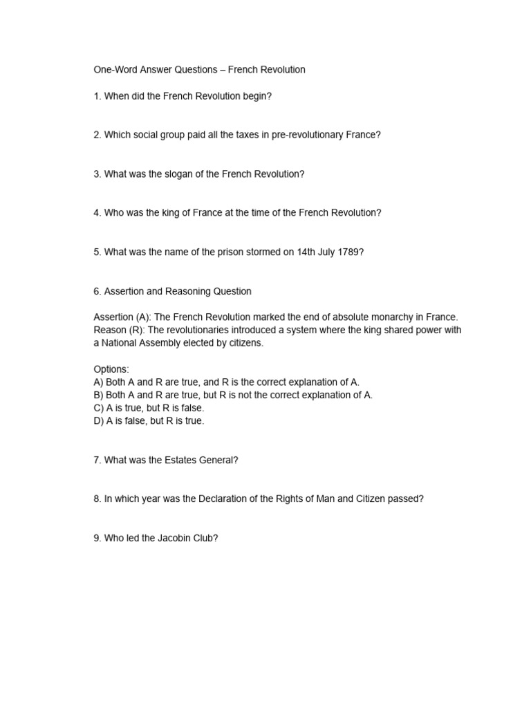 Revision French Revolution | PDF | French Revolution | Reign Of Terror