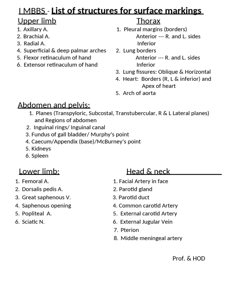 24-25 List of Surface Markings (FULL) | PDF