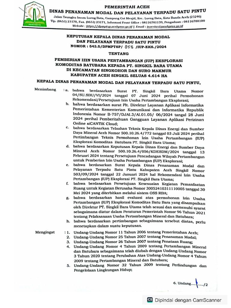 SK DPMTSP Pt. Sbu | PDF