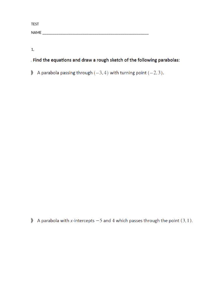 Gr 9 Quadratic Function | PDF