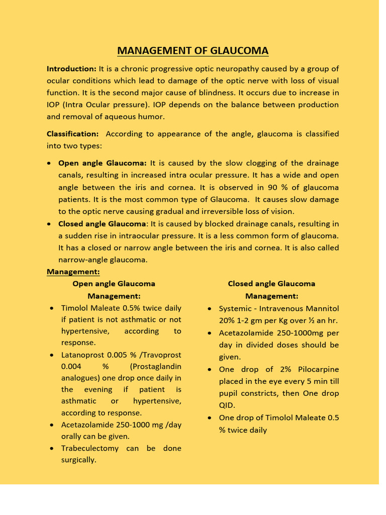 Glaucoma Management Strategies Explained | PDF