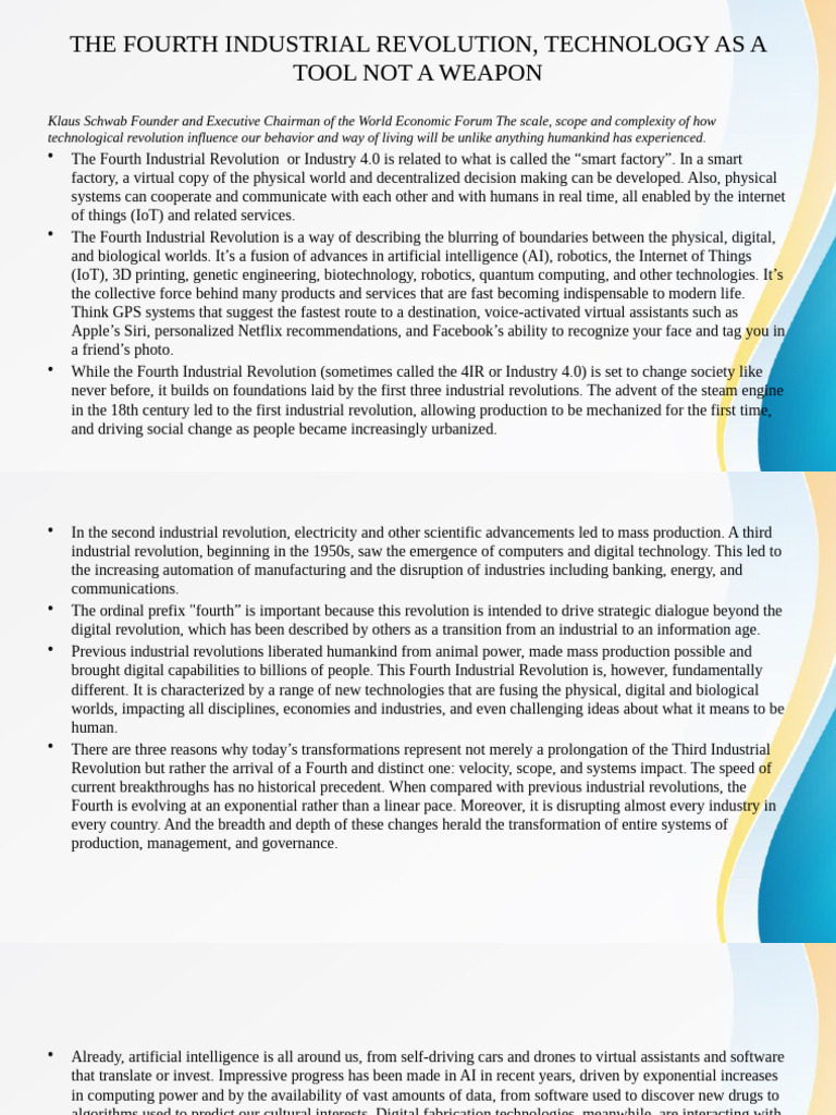 The Fourth Industrial Revolution | PDF | Economies