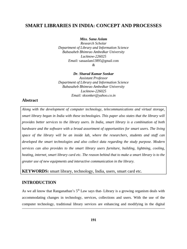 Smart Libraries: Innovations in India | PDF | Libraries | Information