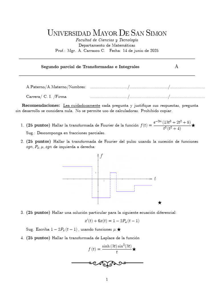 B - Segundo - Parcial - de - Transformadas - 1 - 2025 Soluciones | PDF ...