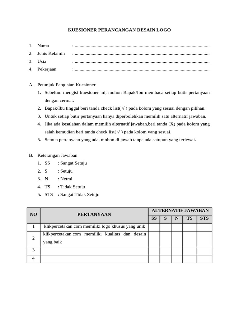 Kuesioner Perancangan Desain Logo | PDF