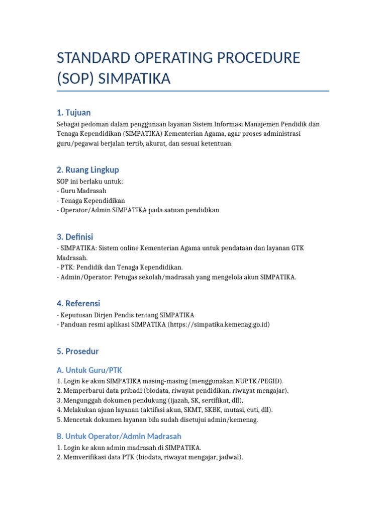 SOP Simpatika | PDF