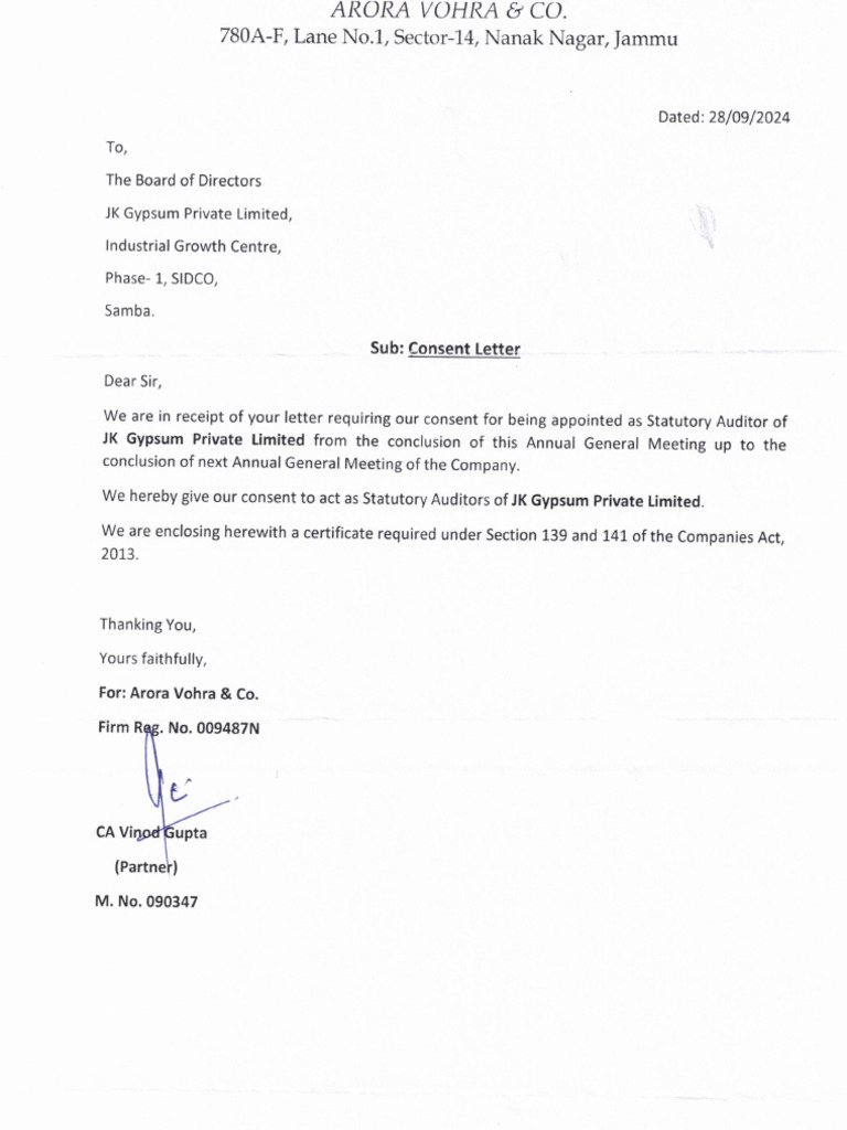 Consent Letter | PDF