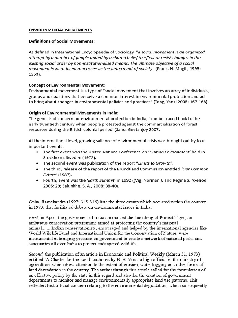 Overview of Environmental Movements in India | PDF | Conservation ...