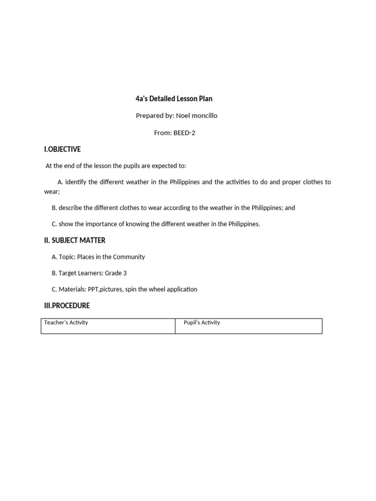 Weather and Clothing Lesson Plan | PDF | Learning